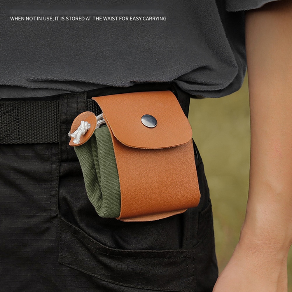 Leather Bushcraft Canvas Hiking Collapsible Pouch Bag | Camping Outdoor ...
