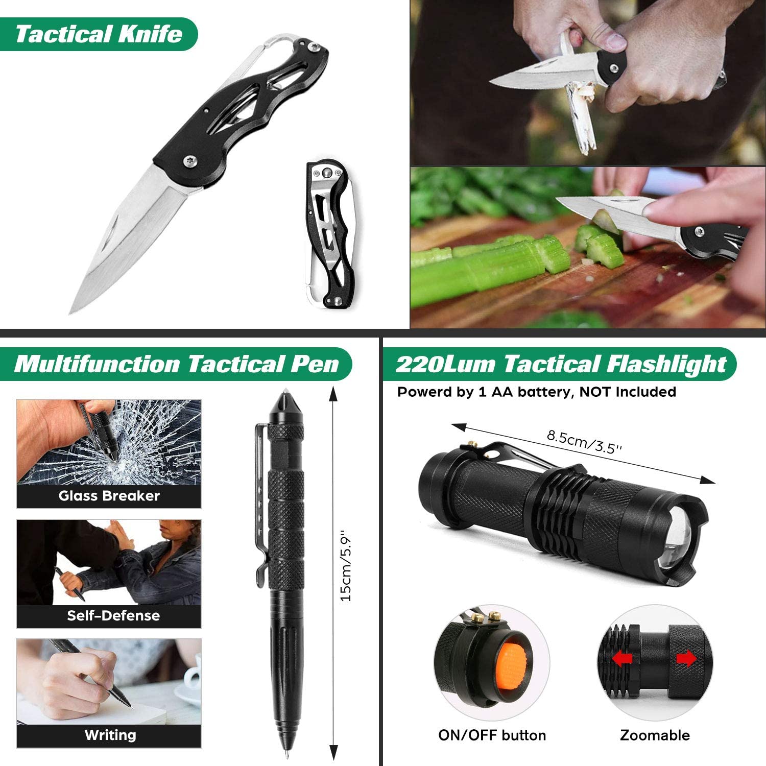 Multi-functional Outdoor Survival Kit Set & Emergency Supplies for Camping