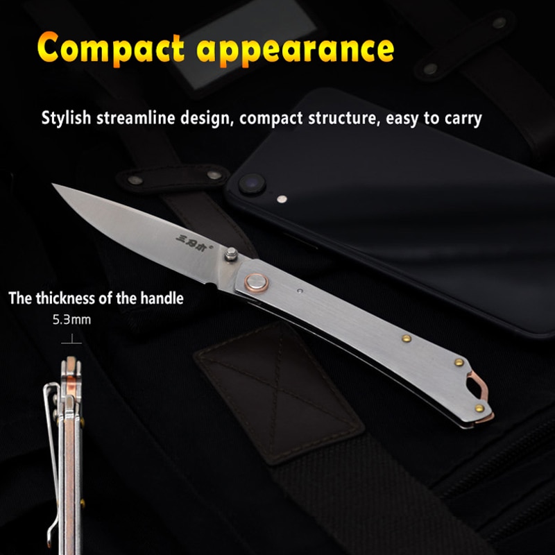 Stainless Steel Light Pocket Folding Camping Survival Tactical Knife ...